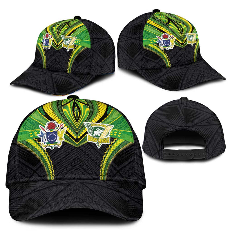 Cook Islands Rugby Classic Cap Tatau Art Sport Style Black Color LT03
