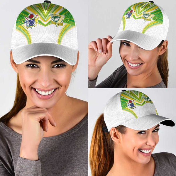 Cook Islands Rugby Classic Cap Tatau Art Sport Style White Color LT03