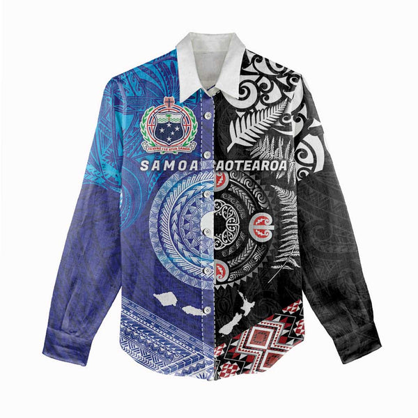 Samoa and Aotearoa Together Women Casual Shirt Tatau Art Tattoos-Taniko ...
