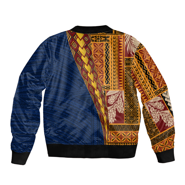 Samoa Siapo Motif Half Style Sleeve Zip Bomber Jacket Colorful Version LT03