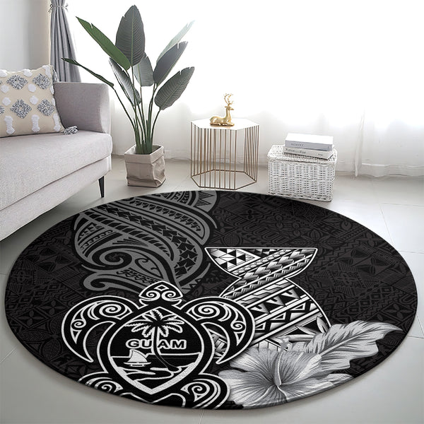 Guam Latte Stone Chamorro Culture Round Carpet Tapa Pattern LT03