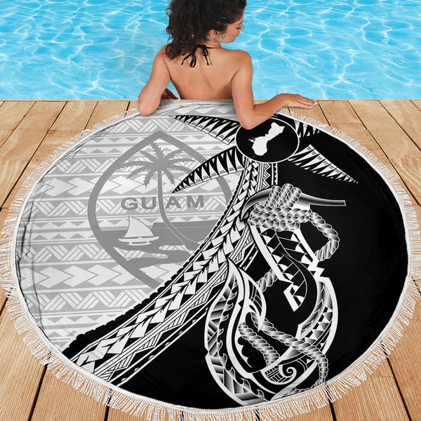 Guam Fish Hook and Palm Tree Beach Blanket Polynesian Pattern Half ...