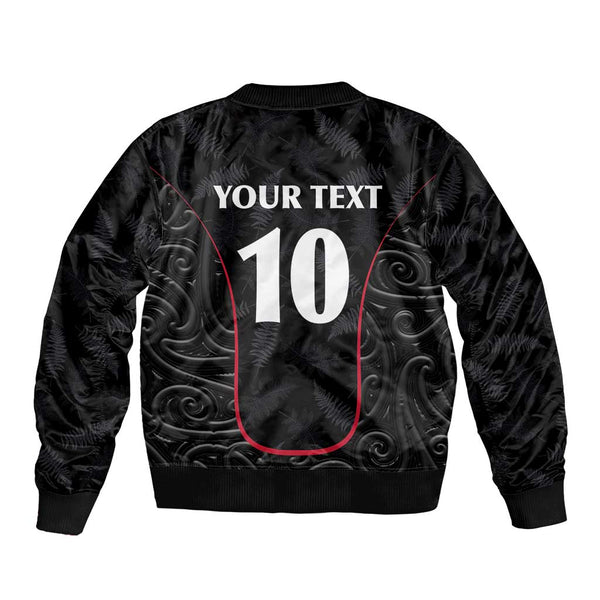 Custom New Zealand Rugby Sleeve Zip Bomber Jacket Maori All Black ...