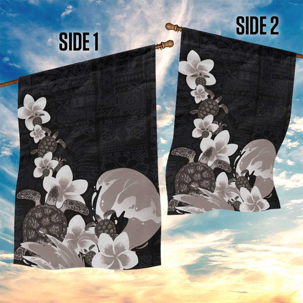 Hawaiian Plumeria and Turtle Garden Flag with Polynesian Tribal Art ...