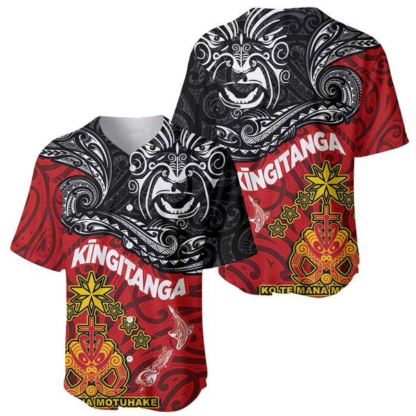 Maori King Movement Baseball Jersey Ko Te Mana Motuhake Emblem with ...