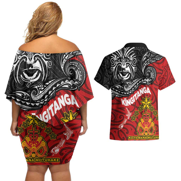 Maori King Movement Couples Matching Off Shoulder Short Dress and ...