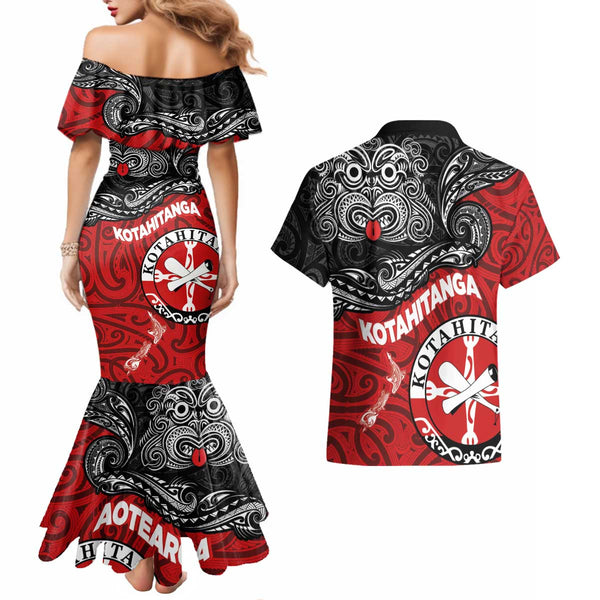 Maori Kotahitanga Couples Matching Mermaid Dress and Hawaiian Shirt ...