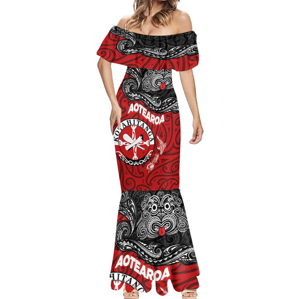 Maori Kotahitanga Mermaid Dress Aotearoa Spirit with Maori Mask and ...