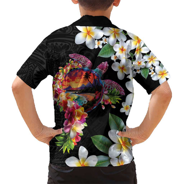 Hawaiian Lei Day Kid Hawaiian Shirt Plumeria and Turtle with Polynesian ...