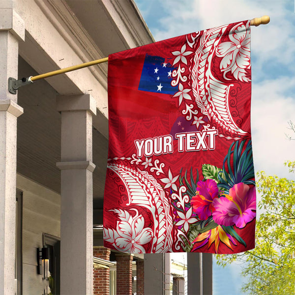 Personalised Samoa Coat Of Arms Garden Flag Tropical Flower Red ...