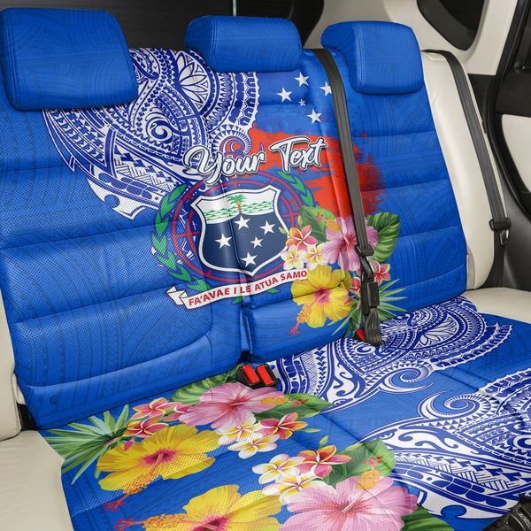 Personalised Samoa Coat Of Arms Back Car Seat Cover Hibiscus Polynesian