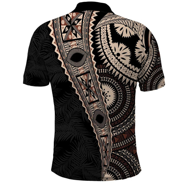 Fiji Traditional Masi Polo Shirt Tapa Art Palm Leaves Pattern LT03