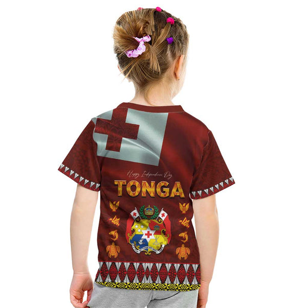 Tonga Independence Day Kid T Shirt National Flag and Emblem with Ngatu ...