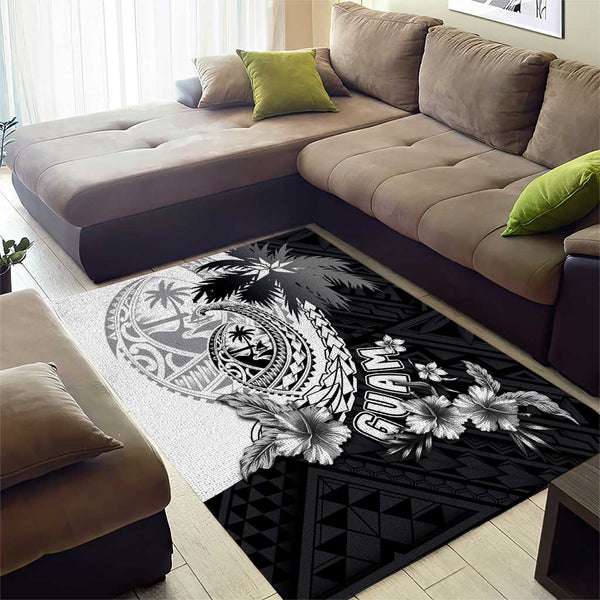 Hafa Adai Guam Area Rug Polynesian Palm Tree Tattoo Hibiscus and ...