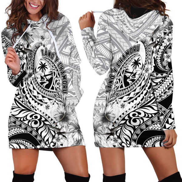 Guam-Land of the Chamorro Hoodie Dress Polynesian Tattoo Style Hibiscus ...