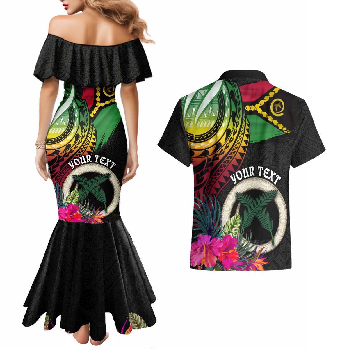 Vanuatu 44th Anniversary Couples Matching Mermaid Dress and Hawaiian ...