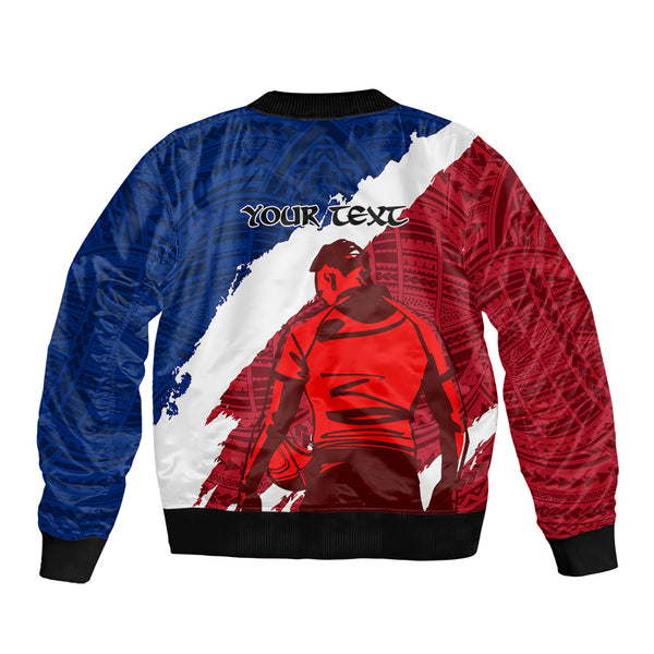 Custom Samoa Rugby Sleeve Zip Bomber Jacket Siva Tau Dance Polynesian ...