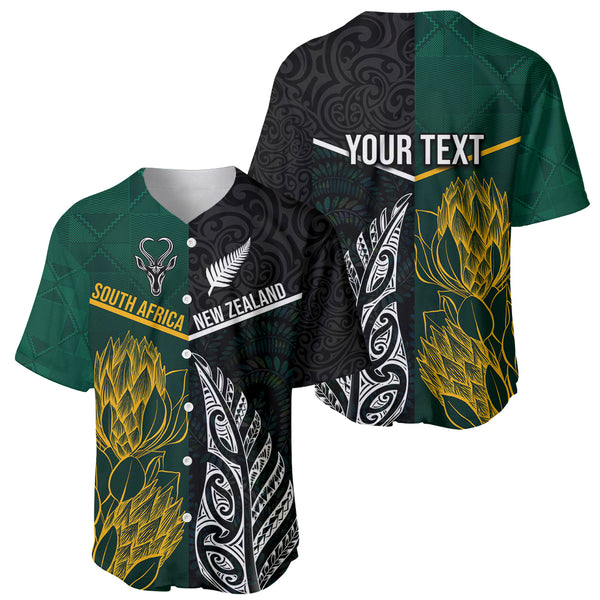 Personalised South Africa and New Zealand Baseball Jersey King Protea ...