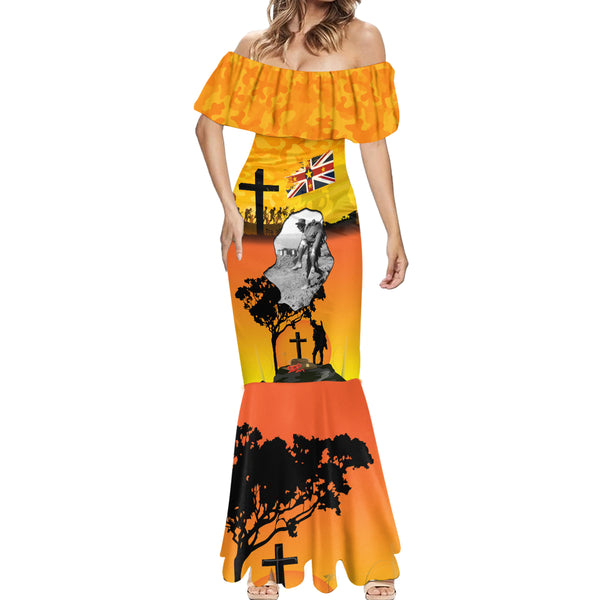 Niue ANZAC Day Mermaid Dress Soldier and Gallipoli Lest We Forget LT03