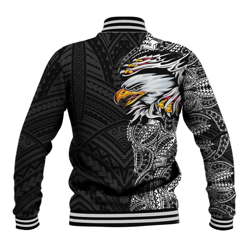 American Samoa Flag Day Baseball Jacket Tribal Tattoo with Eagle Black LT03
