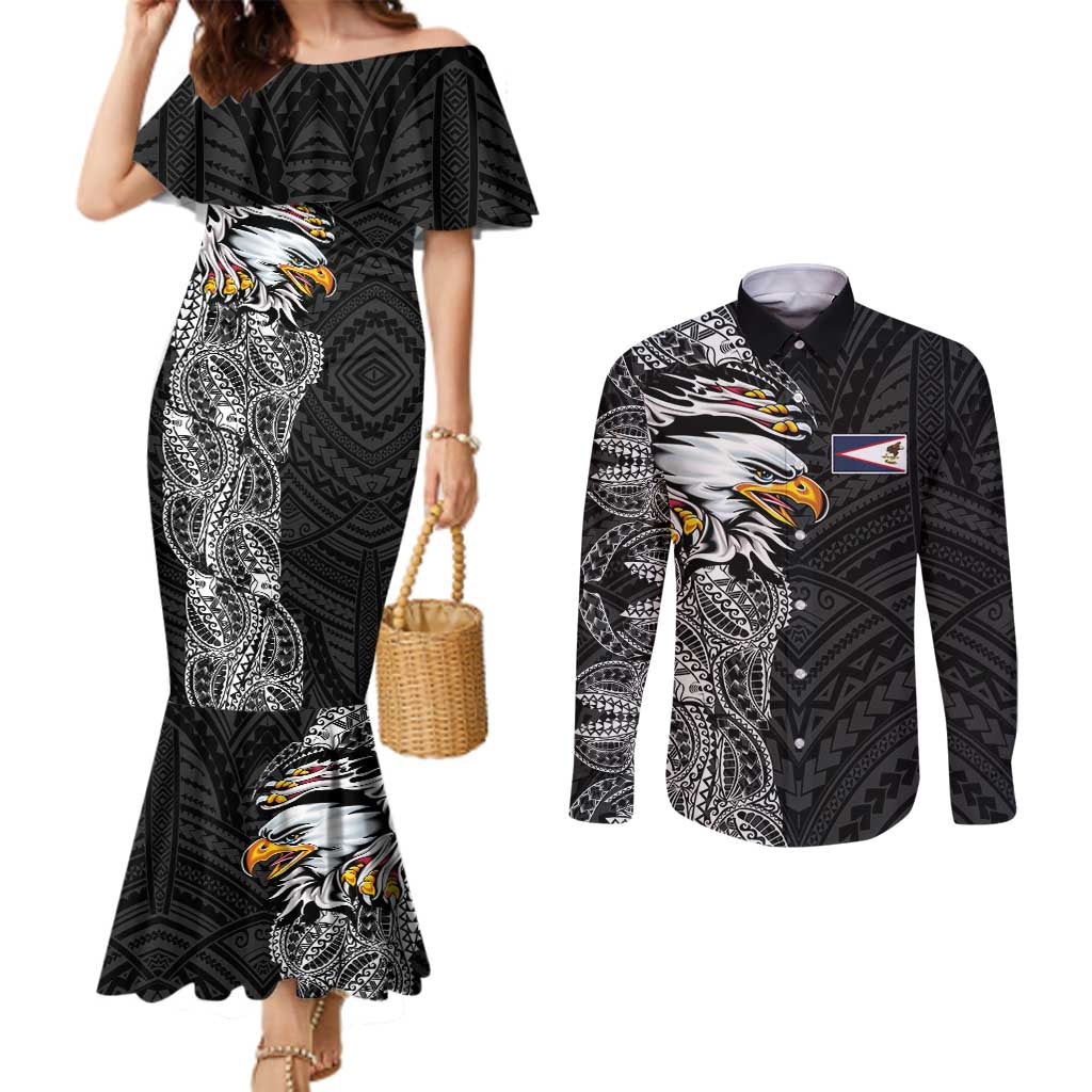 American Samoa Flag Day Couples Matching Mermaid Dress and Long Sleeve ...