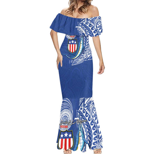 Personalised American Samoa Flag Day Mermaid Dress Fautasi Race ...