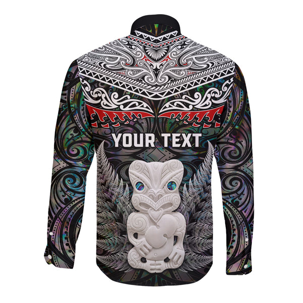 New Zealand Hei Tiki Long Sleeve Button Shirt Maori Green Papua Shell ...