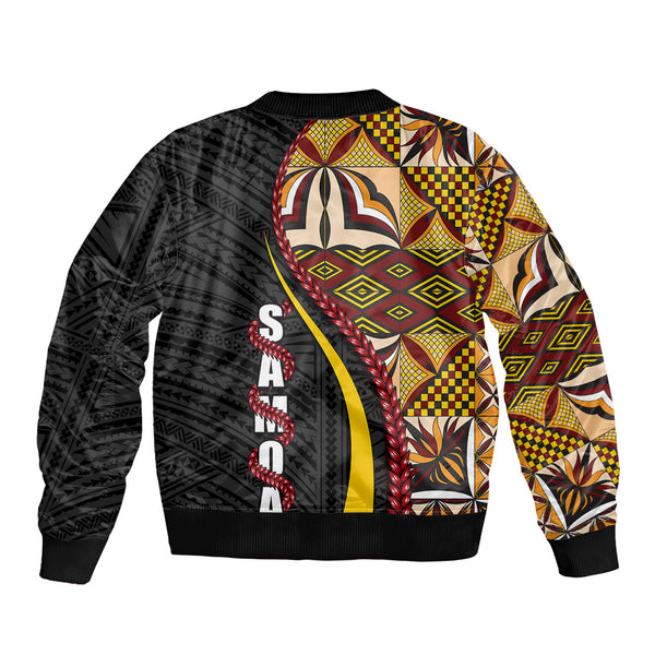 Samoa Siapo Ula Fala Sleeve Zip Bomber Jacket Polynesian Tribal Pattern ...