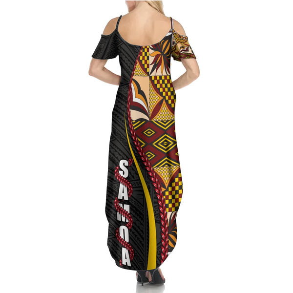 Samoa Siapo Ula Fala Summer Maxi Dress Polynesian Tribal Pattern LT03