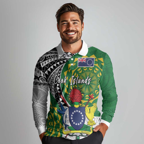 Cook Islands Independence Day Long Sleeve Polo Shirt National Flag and ...