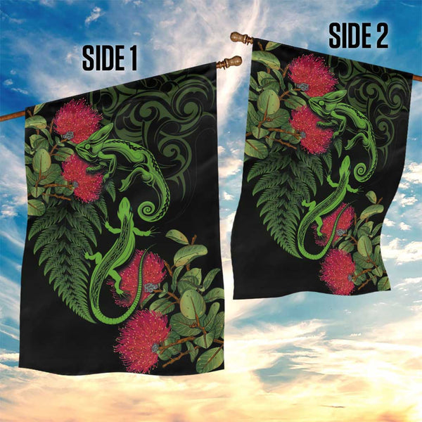 New Zealand Chameleon and Gecko Garden Flag Maori Silver Fern and ...