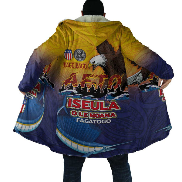 American Samoa Fautasi Cloak Bald Eage and Sailfish with Kakau Motifs LT03