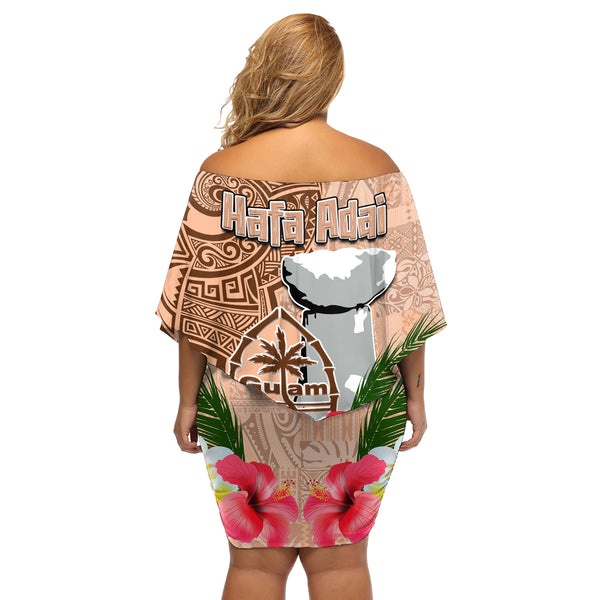 Guam Seal and Latte Stone With Ethnic Tapa Pattern Off Shoulder Short ...