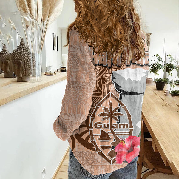 Guam Seal and Latte Stone With Ethnic Tapa Pattern Women Casual Shirt ...