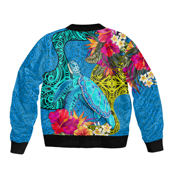 Polynesian Bomber Jacket The Turtle Jung Flower with Maori Pattern ...