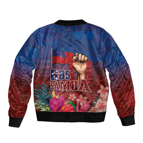 Proud of Samoa Bomber Jacket Ula Nifo with Samoa 685 and Hibiscus Tapa ...