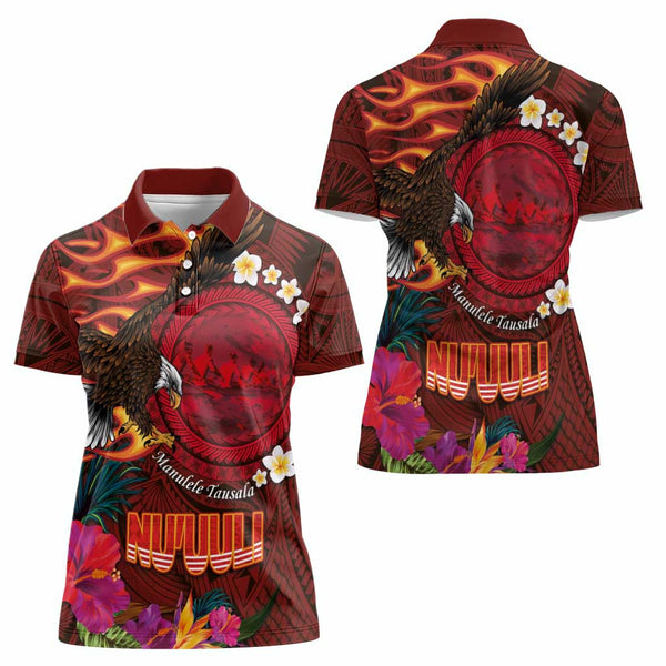 American Samoa Manulele Tausala Nu'uuli Women Polo Shirt Tatau Art ...