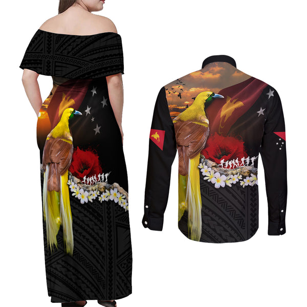 Papua New Guinea Remembrance Day Couples Matching Off Shoulder Maxi