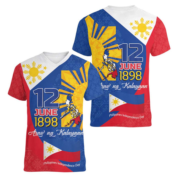 Philippines Independence Day Women V-Neck T-Shirt Araw ng Kalayaan ...
