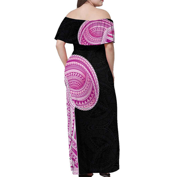 Samoan Art Tattoo Polynesian Pattern Off Shoulder Maxi Dress Pink Out ...