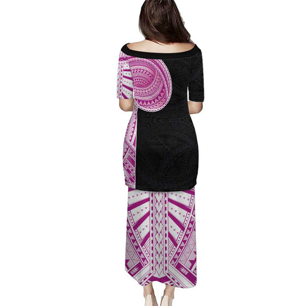 Samoan Art Tattoo Polynesian Pattern Puletasi Pink Out Color LT03