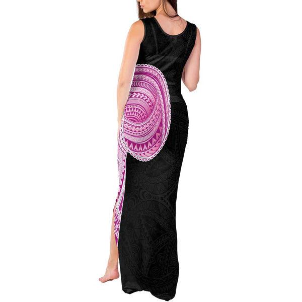 Samoan Art Tattoo Polynesian Pattern Tank Maxi Dress Pink Out Color LT03