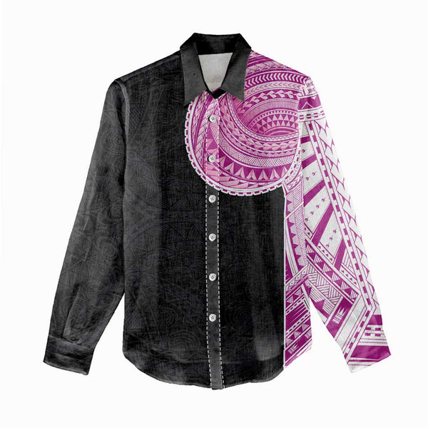 Samoan Art Tattoo Polynesian Pattern Women Casual Shirt Pink Out Color LT03