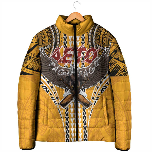 American Samoa Pago Pago Aeto Padded Jacket Bald Eagle with Polynesian ...