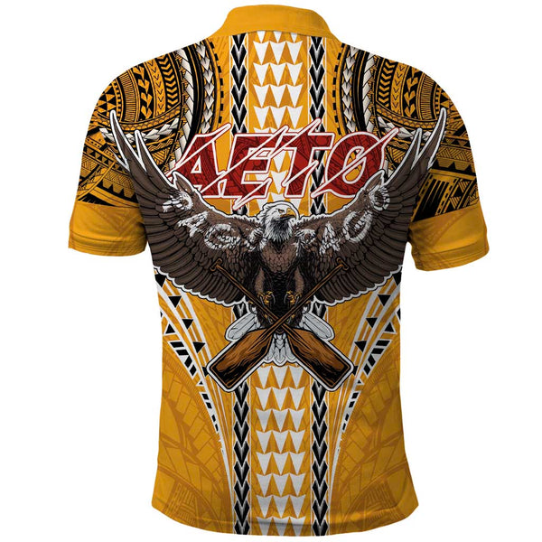 American Samoa Pago Pago Aeto Polo Shirt Bald Eagle with Polynesian Art ...
