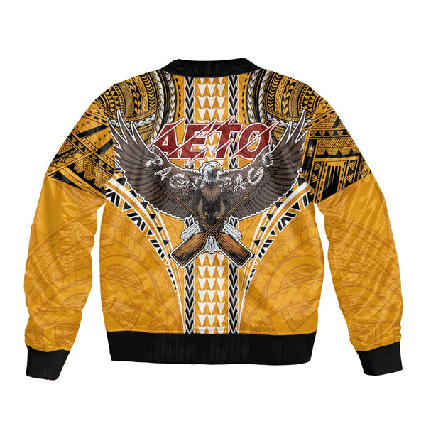 American Samoa Pago Pago Aeto Sleeve Zip Bomber Jacket Bald Eagle with ...