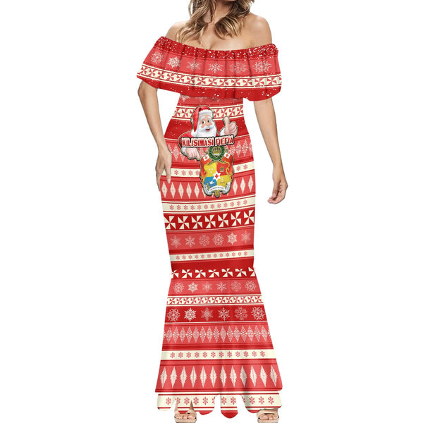 Custom Tonga Christmas Mermaid Dress The Santa Coat of Arms with Ngatu ...