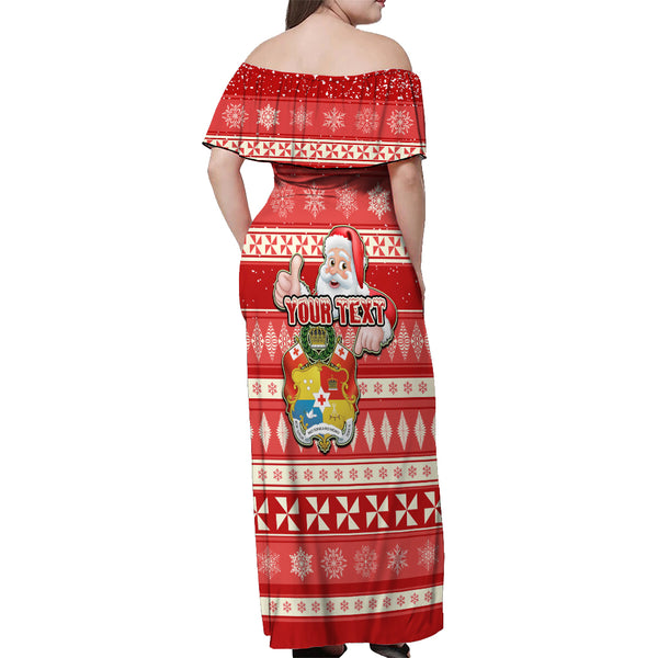 Custom Tonga Christmas Off Shoulder Maxi Dress The Santa Coat of Arms ...