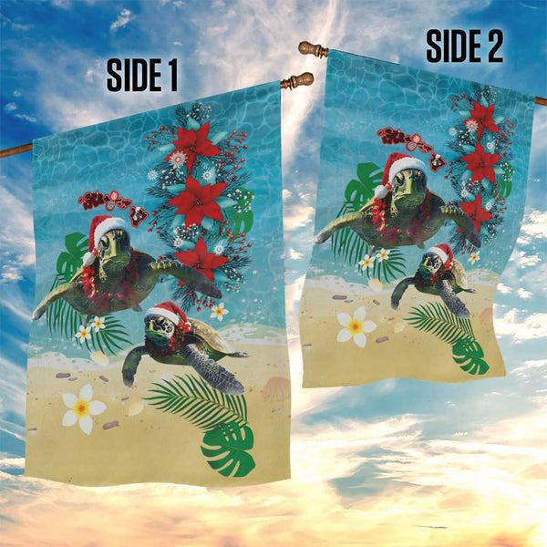 Hawaiian Mele Kalikimaka Garden Flag Tropical Xmas Turtles Red ...