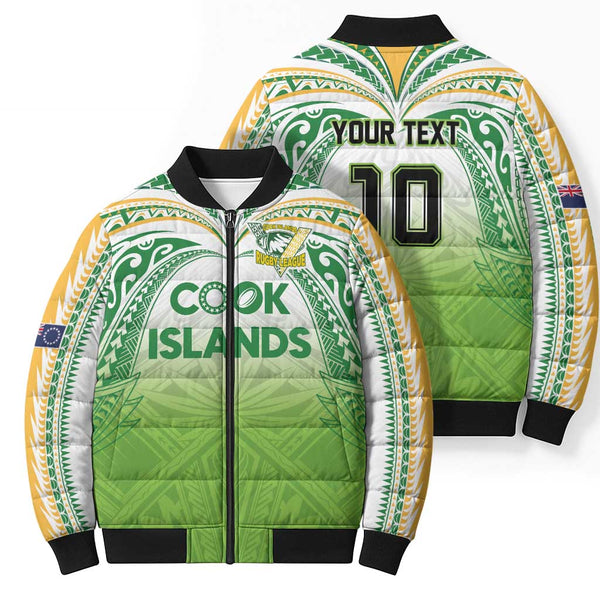 Custom Cook Islands Rugby League Bomber Puffer Jacket Tatau Tribal ...